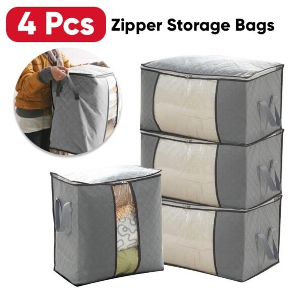 Foldable Closet Zippered Storage Bags 4 PCs Bundle | Shopznowpk