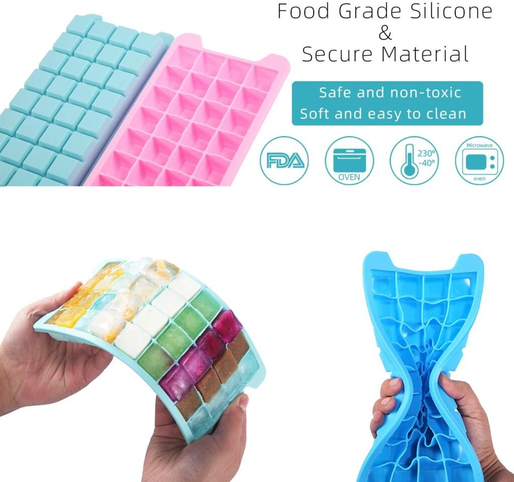 Silicone Ice Cube Tray with 24 Cubes Per Tray Pack of 2
