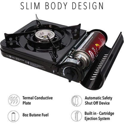 Portable Butane Gas Stove with Carrying Case Black