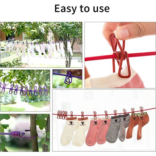 Cloth Drying Rope with Hooks Portable Travel Clothesline